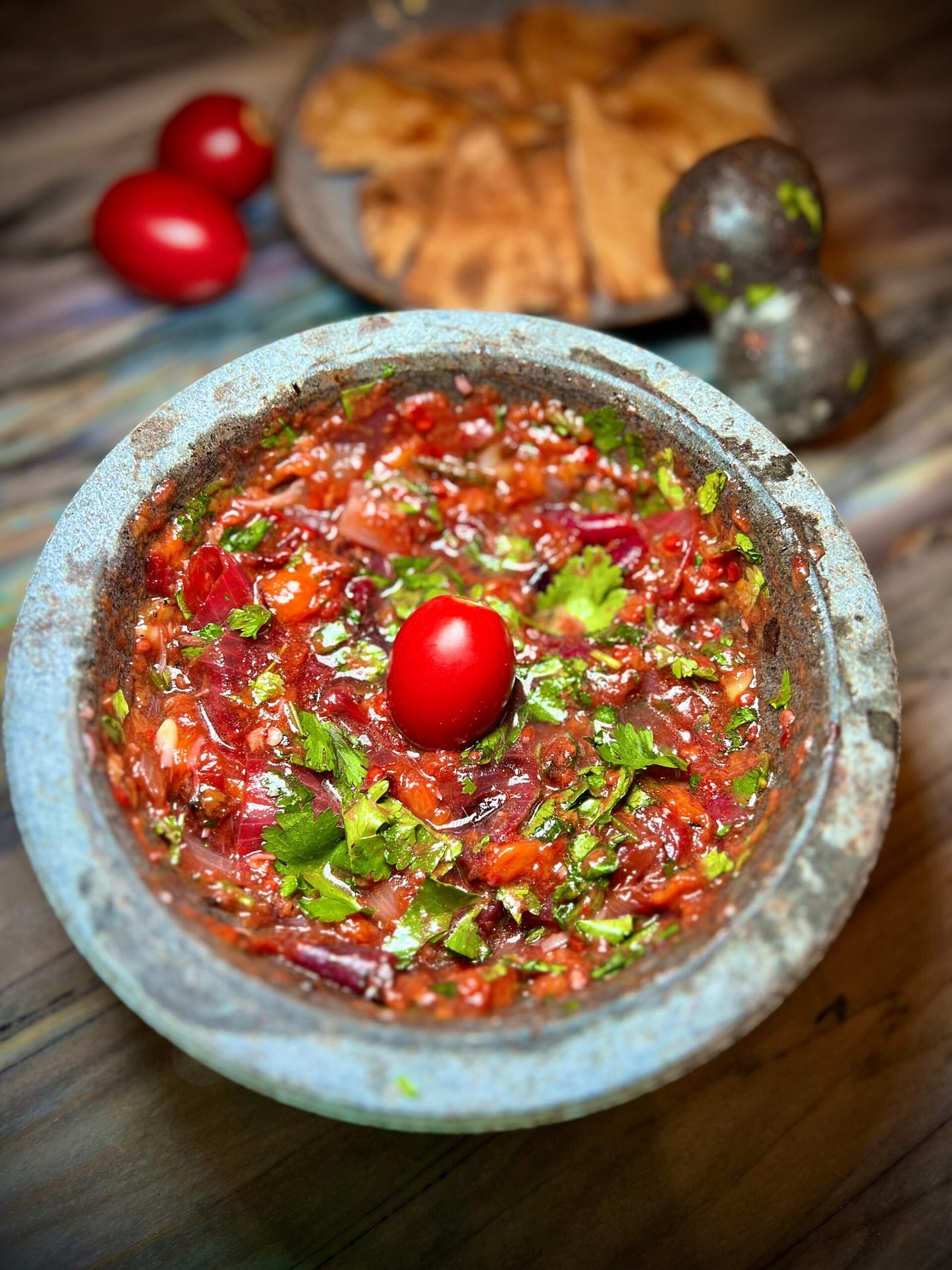 How to make Tamarillo Salsa in Molcajete - Marzi's Garden